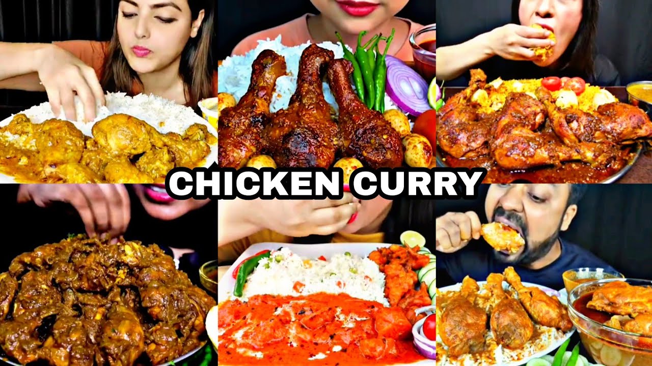 ASMR EATING SPICY CHICKEN CURRY WITH RICE, BIRIYANI, EGG | BEST INDIAN ...