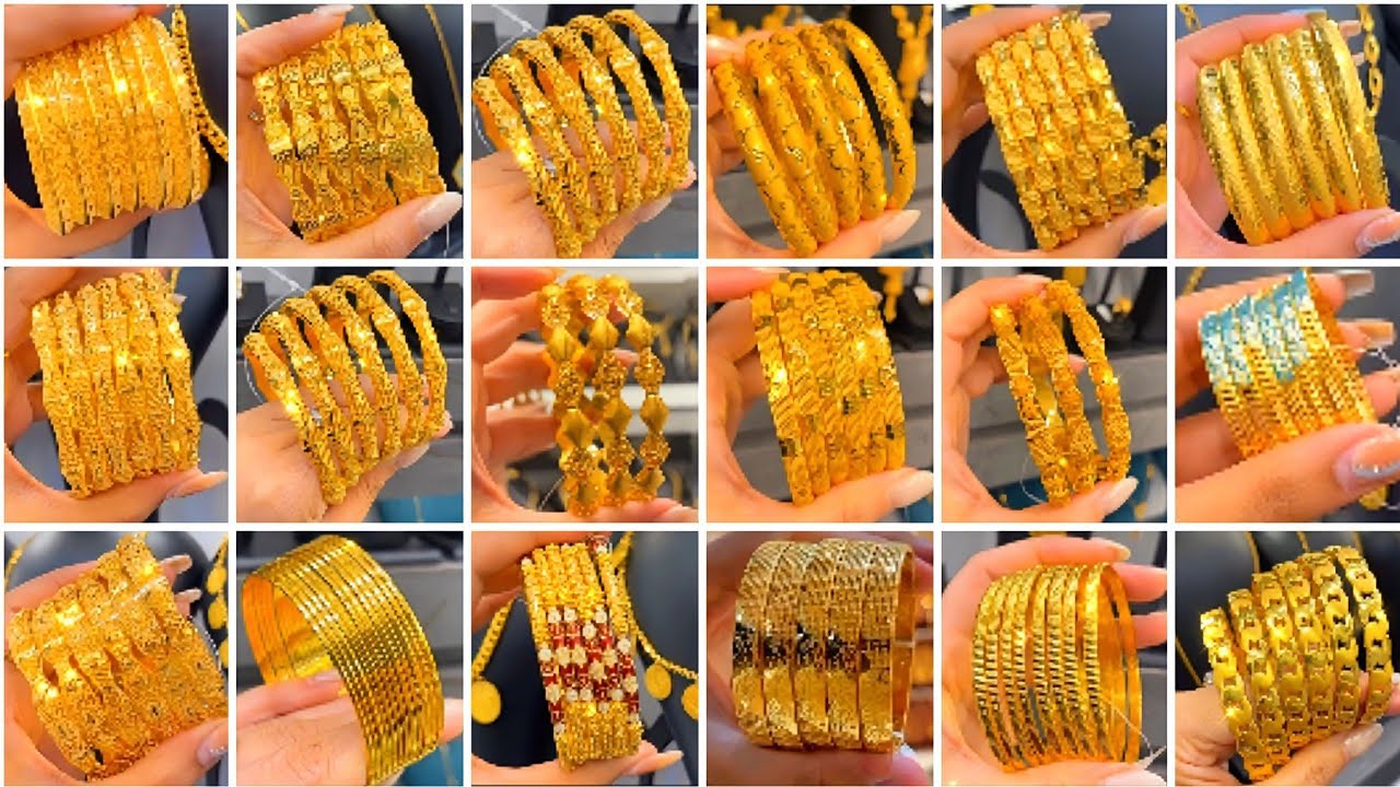 Lightweight Gold Bangles Set 2024// Daily wear Fancy Gold Bangles ...