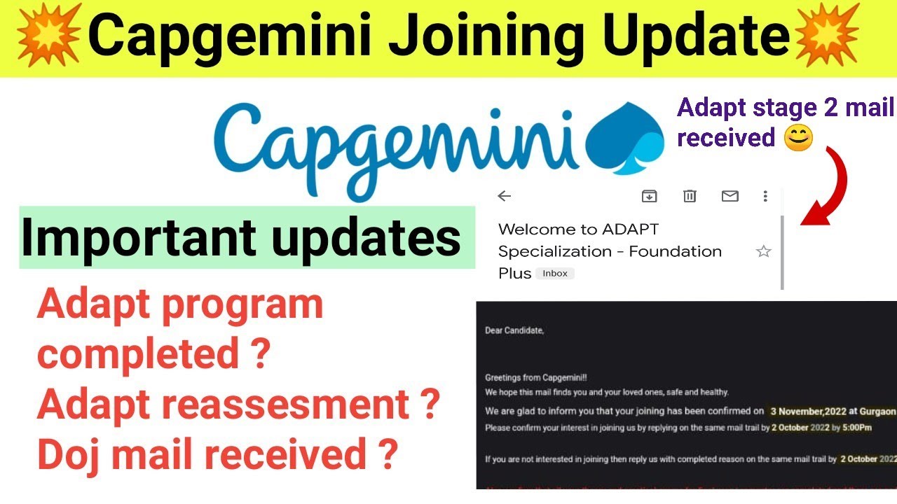 Capgemini Joining letter Released l Joining date confirmed l Adapt next ...