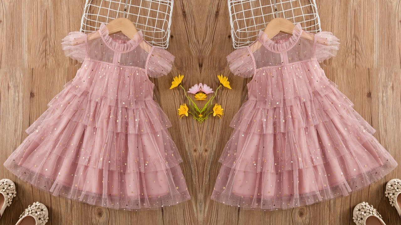 Beautiful Partywear Layered Net Baby Frock Cutting and Stitching/Very ...