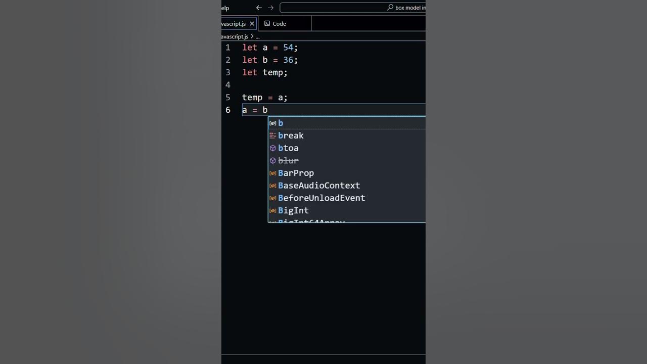 Swapping of two numbers in Javascript #trending #coding #javascript #programming - YouTube