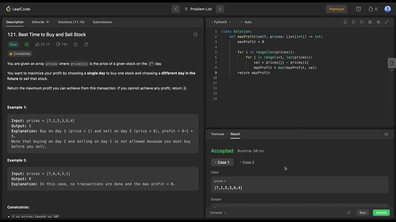 #2 LeetCode - Best time to buy or sell stocks - using python | Grind 169 - Tech interview ...