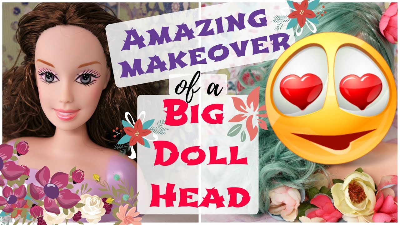 REPAINTING BIG BARBIE DOLL HEAD / FLOWER PRINCESS OOAK / How To Draw ...