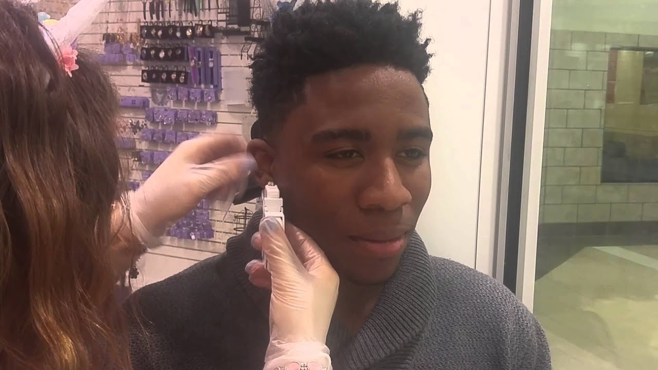 Jay cried during ear piercings - YouTube