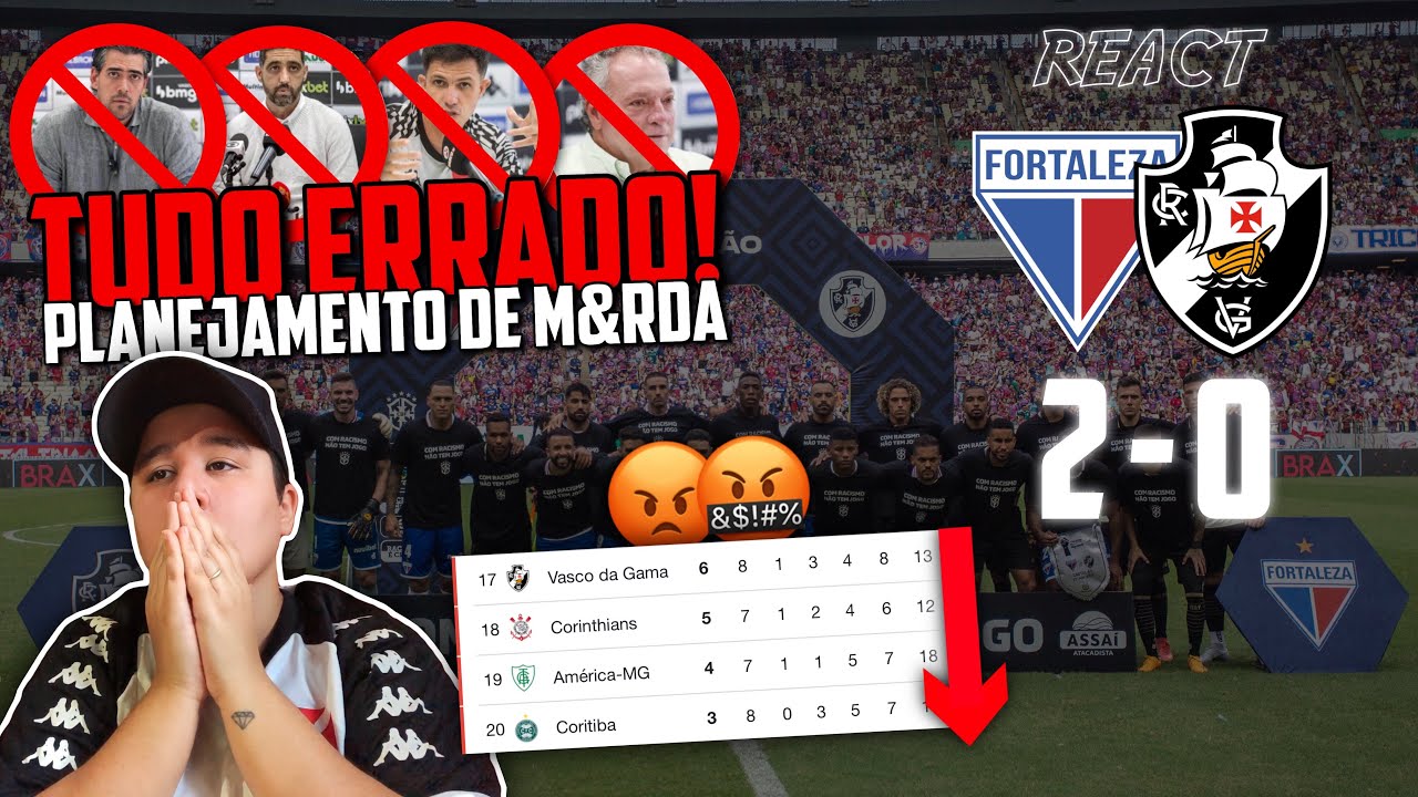 REACT ༝ TIME DE M**** 🤬 Fortaleza 2 x 0 Vasco - YouTube