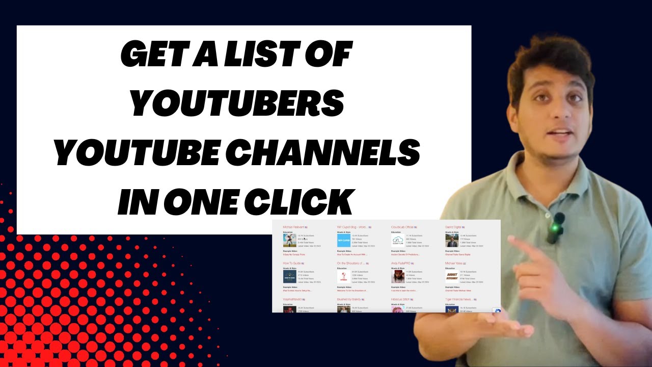 Get a list of Youtube Channels as a Freelance Video editor | Find ...
