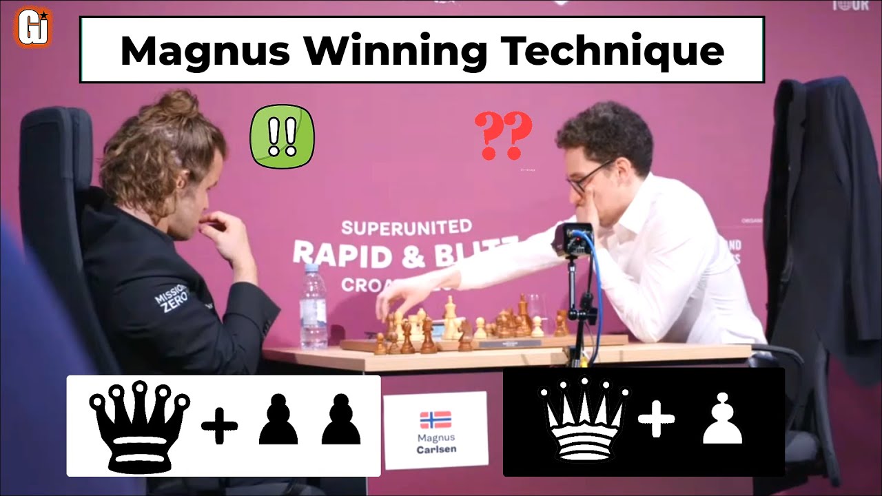 Magnus Winning Technique (Queen + pawn Vs Queen + 2 pawns) 😎🐐 - YouTube