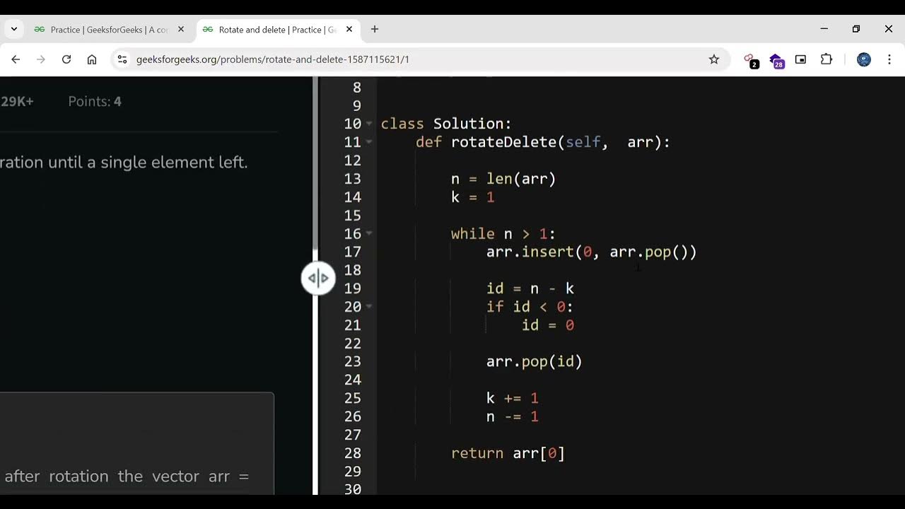 Rotate and delete || POTD GFG | 02/10/24 - YouTube