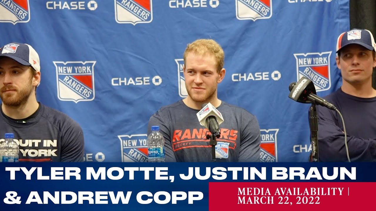 New York Rangers: Tyler Motte, Justin Braun & Andrew Copp Pregame Media ...