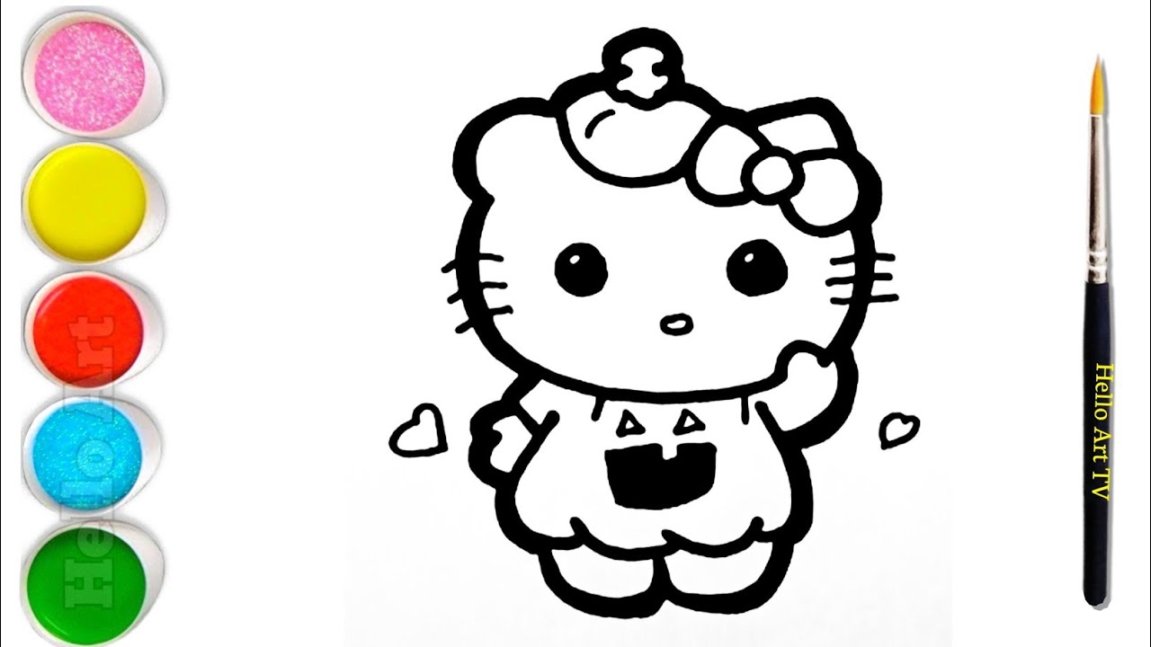 How to Draw a Pumpkin Hello Kitty | Hello Art Tv - YouTube