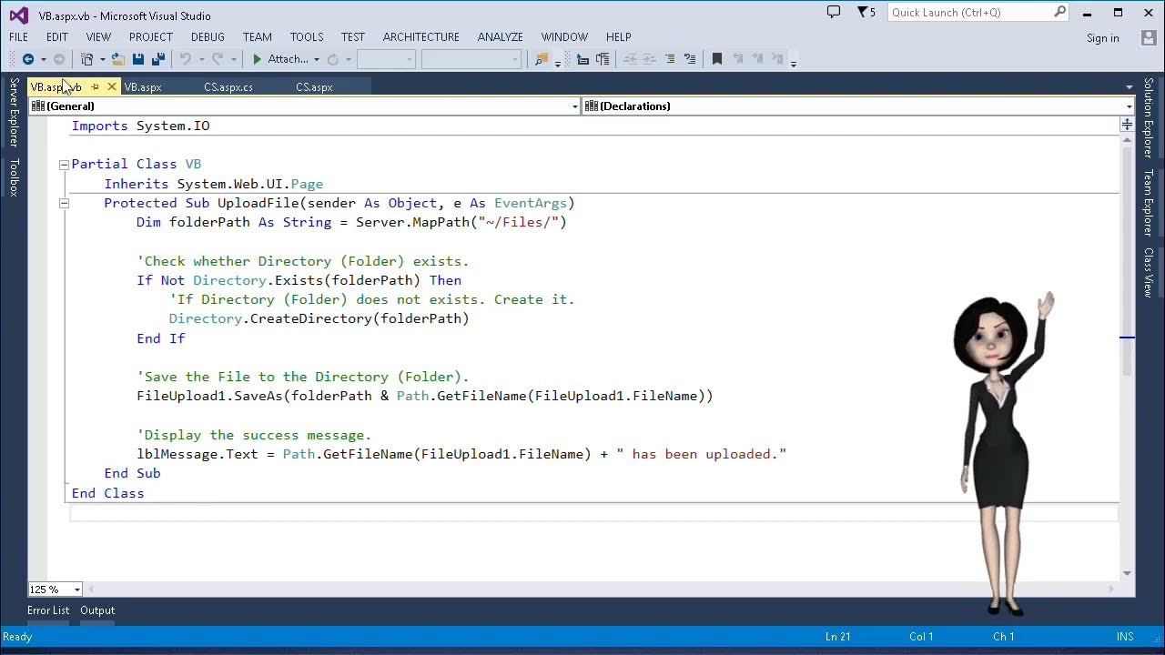 How To Upload File On Server In Aspnet Using C Vbnet Aspfileupload Control Youtube