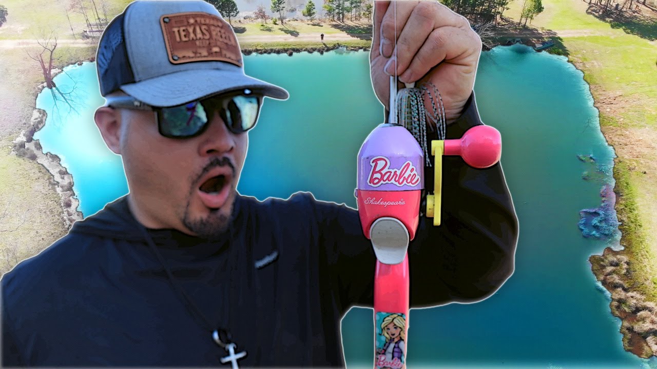 Barbie Rod Fishing Challenge Vs BIG Bass - YouTube