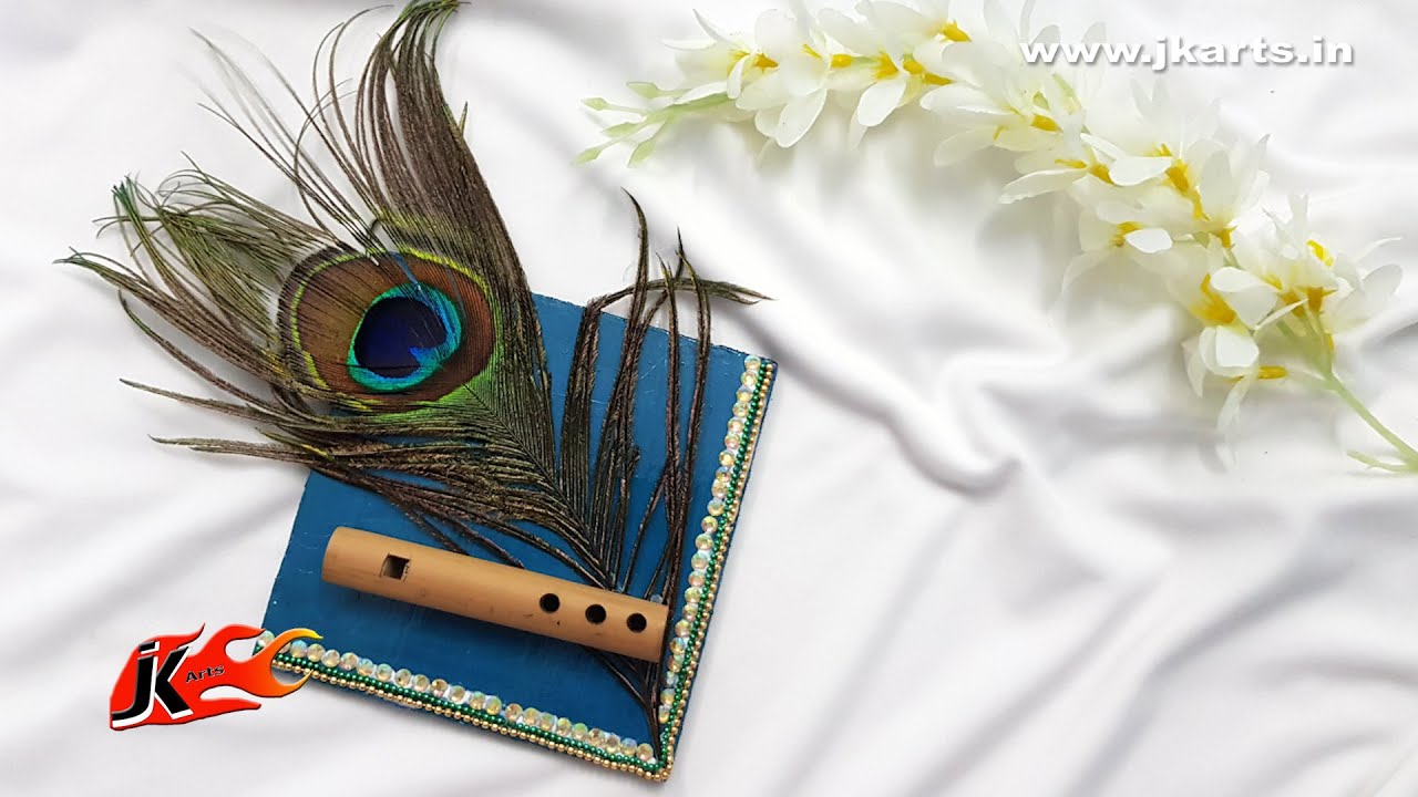 DIY Wood Signs Home Decor | sign board using flute and peacock feather ...