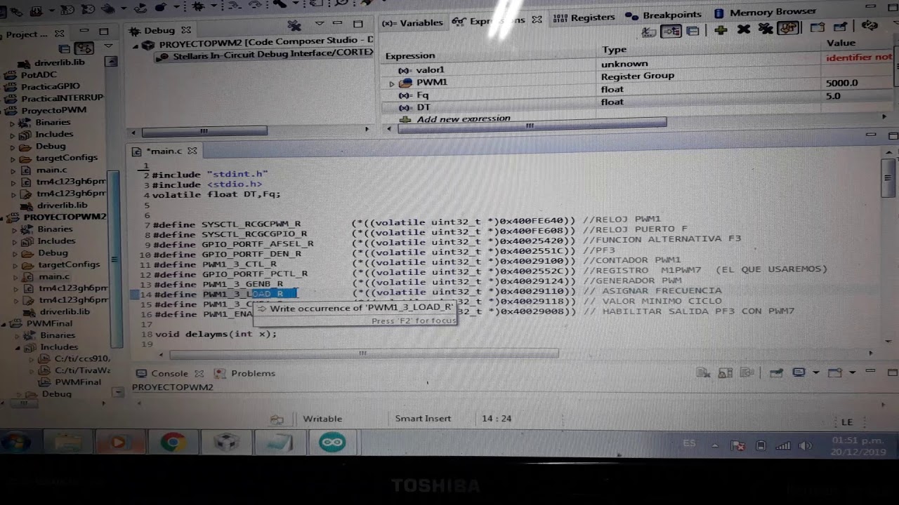 TivaC TM4C PWM Registros CodeComposer - YouTube