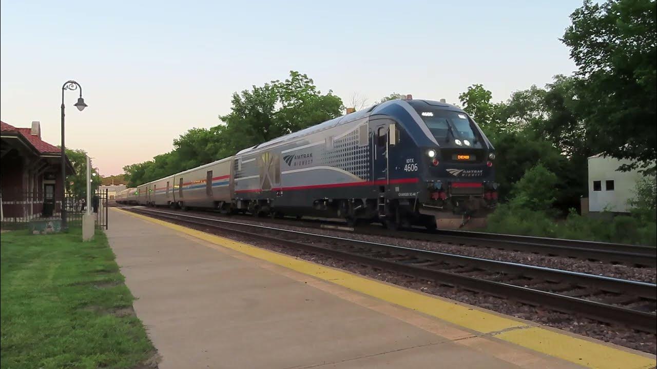 Amtrak Missouri River Runner Lincoln Service train 319 arriving and departing Independence ...