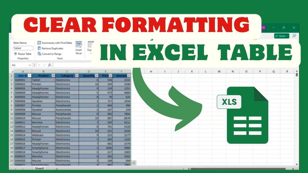 How To Clear Formatting In Excel Table - YouTube