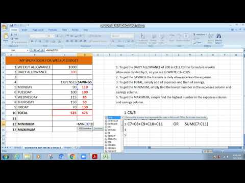 Intro to MS EXCEL (Weekly Allowance Computation) - YouTube