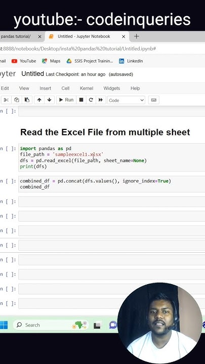 read excel multiple sheets in one dataframe in pandas. #sql #database #dataanalysis #pandas # ...