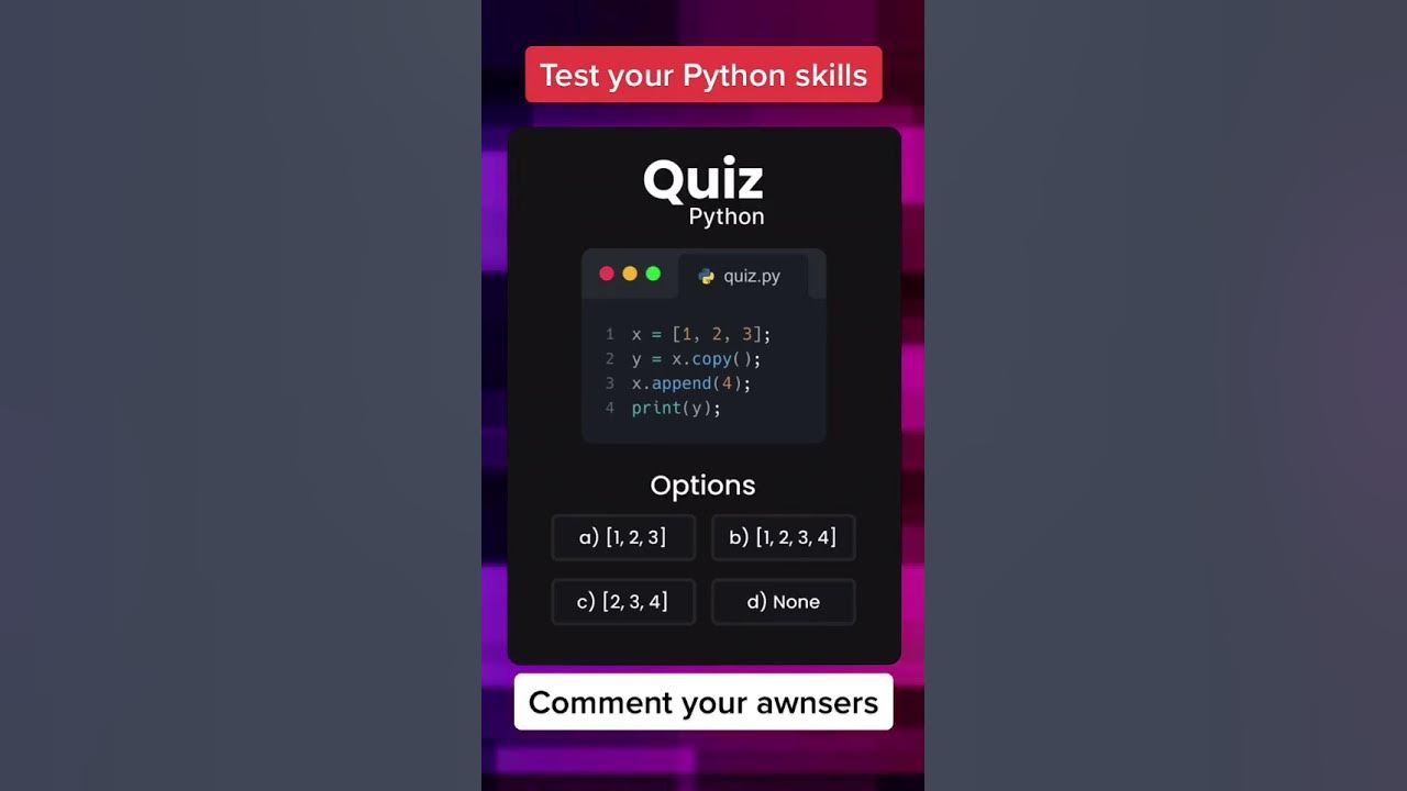 Do You Know Python Quiz Answersquiz Python Pythonquiz Youtube