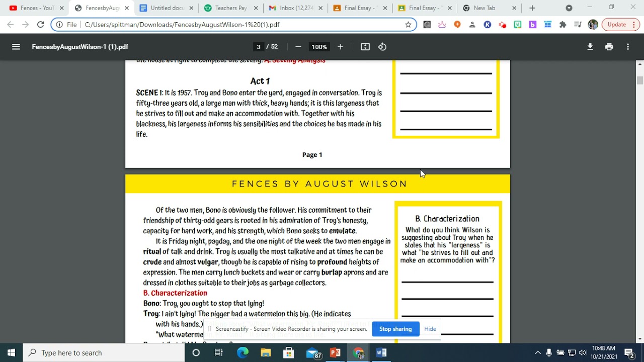 Fences 1 - Act 1, Scene 1 - YouTube