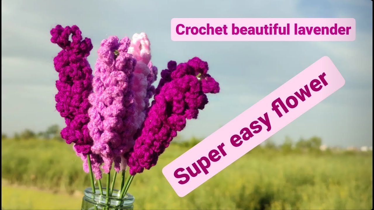 Super easy crochet lavender flower - YouTube