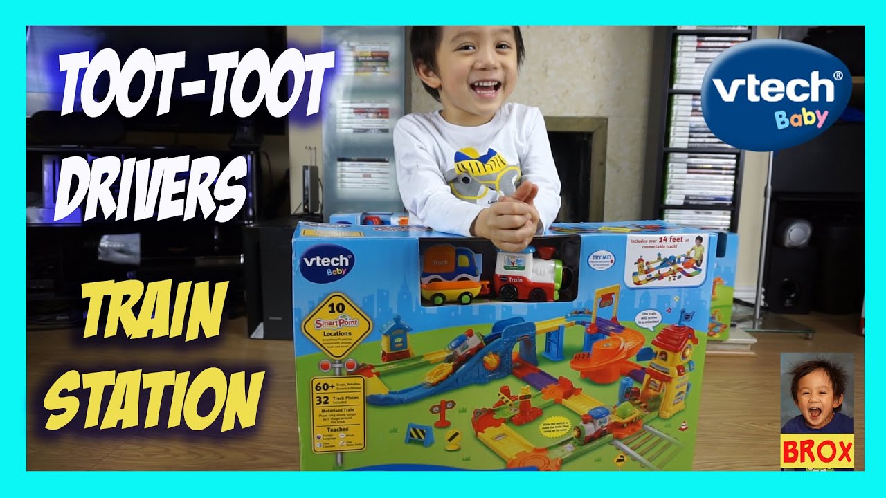 funny unboxing Vtech toot toot drivers train station toys review - YouTube