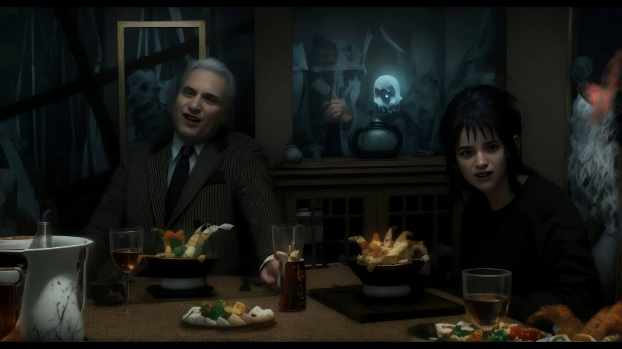 Beetlejuice ( dinner table scene) with my trippy twist #4k #cinematic # ...