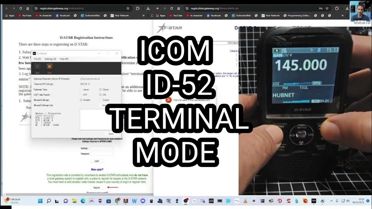 ICOM IC-50 & 52 Terminal Mode , RS-MS3W (Desktop PC) - YouTube