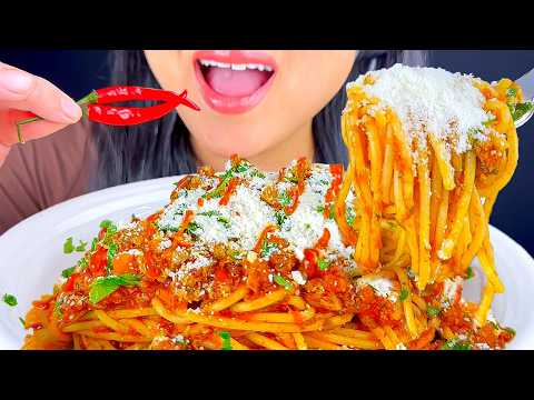 ASMR Spicy Spaghetti Chili【Mukbang/Eating Sounds/No Talking】