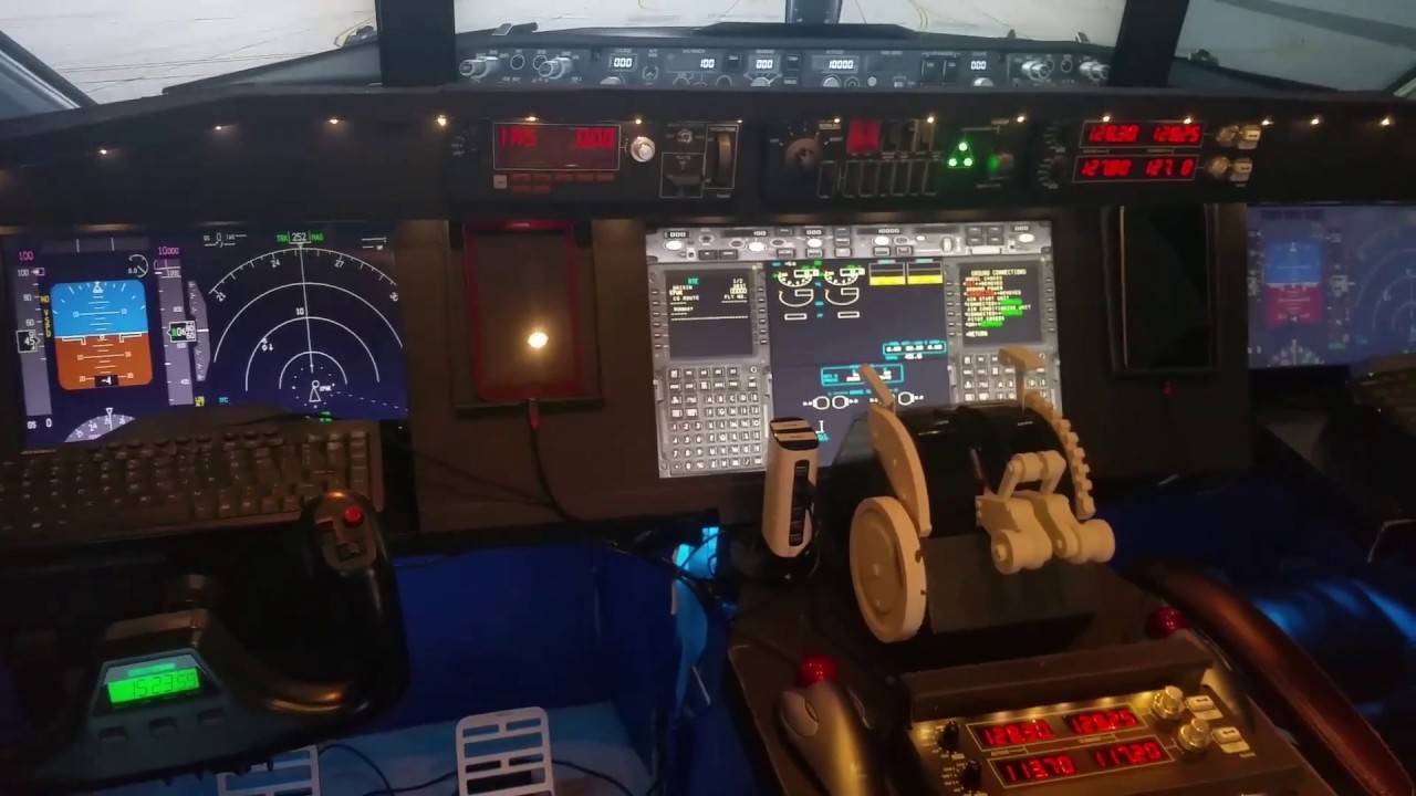 Six Screen Home Built Cockpit Tour 737 arrangement simulator - YouTube