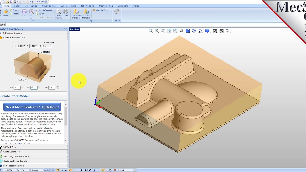 VisualCAD/CAM 2020 FreeMILL Quick Start - YouTube
