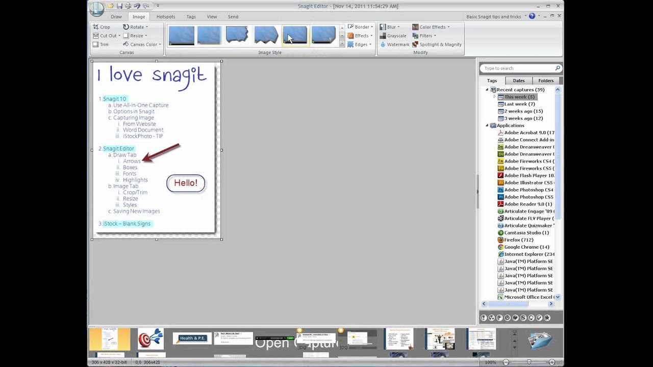 Snagit 10 - Image Tab - YouTube