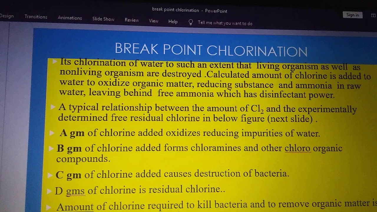 Break Point chlorination - YouTube