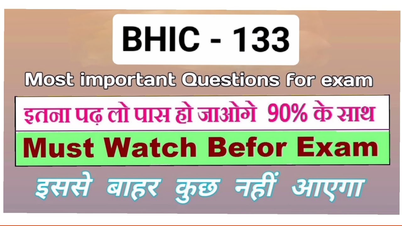 Bhic 133 most Important Question |Bhic 133 2024 exam most Important ...