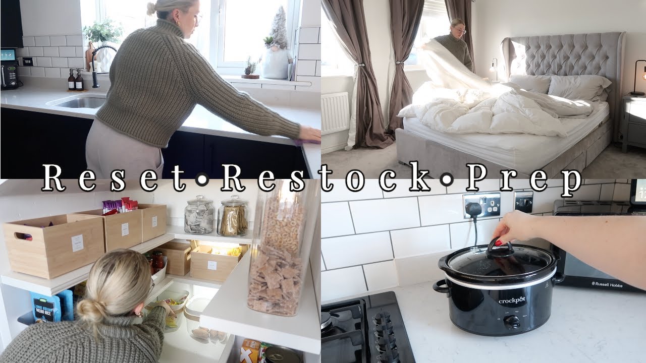FULL HOUSE RESET , RESTOCK & PREP WITH ME | CLEANING AND ORGANISING ...