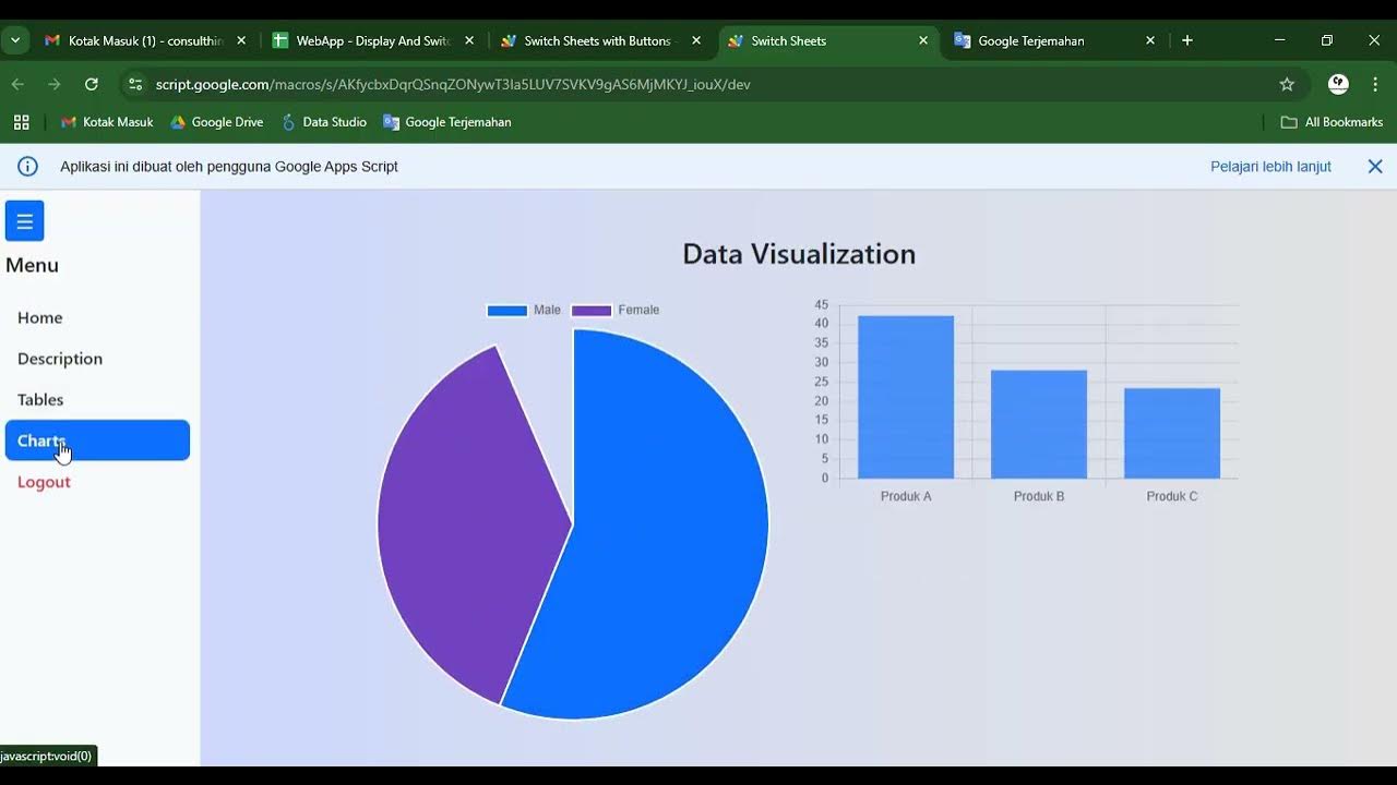 WebApp Apps Script - Display And Switch Sheets with Buttons V.2.5 | With Chart (Member) - YouTube