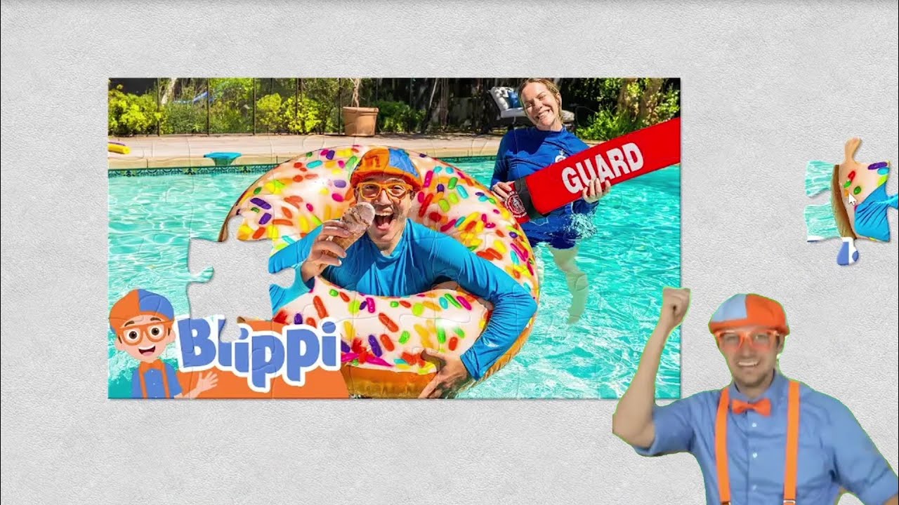 Puzzle Blippi Learns Pool Safety Rules! - Blippi Puzzle Fan Made - YouTube