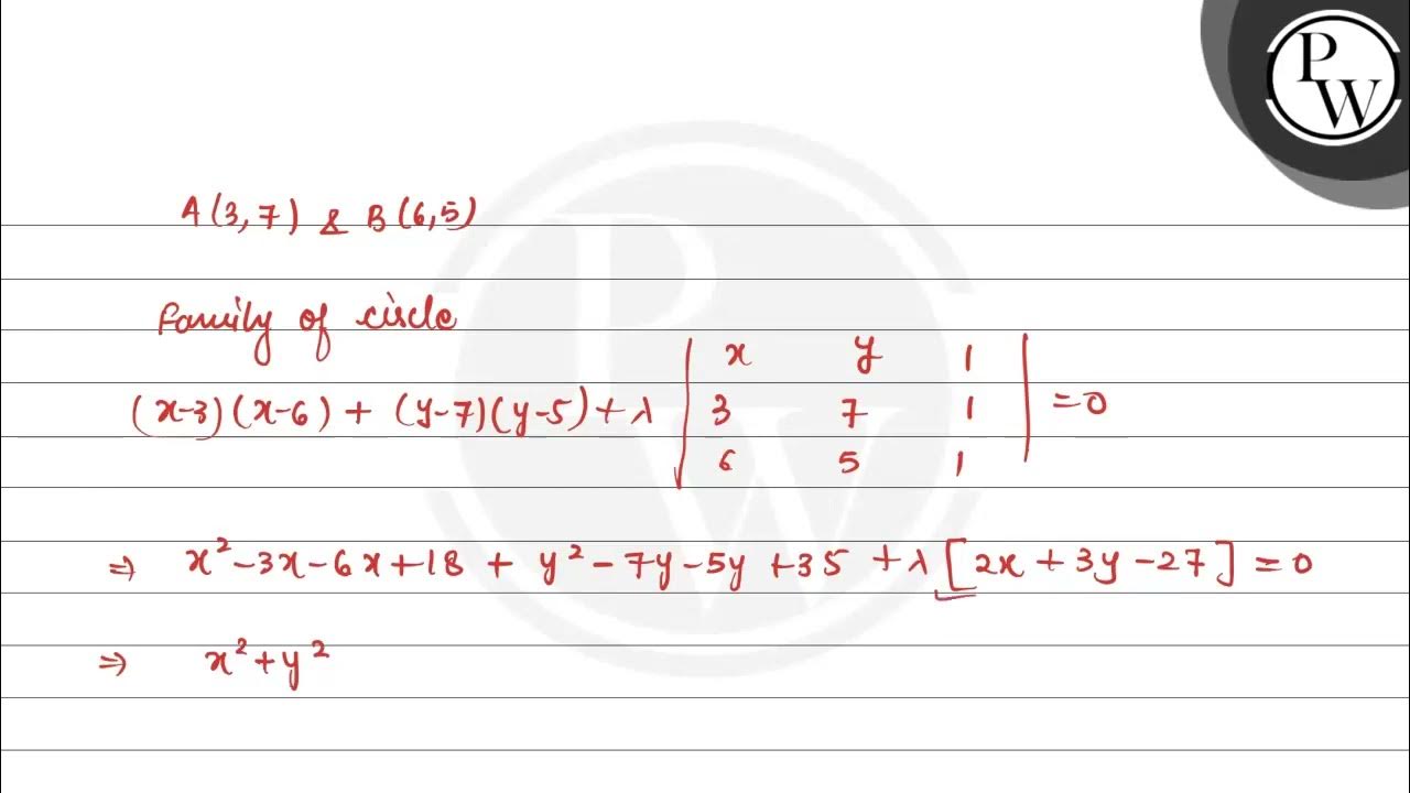 Consider a family of circles passing through two fixed points A(3,7 ...