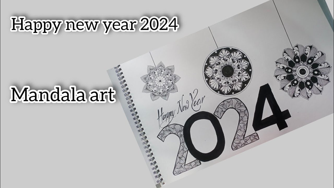 Happy new year 2024 mandala art ️💕 easymandala art for beginners # ...
