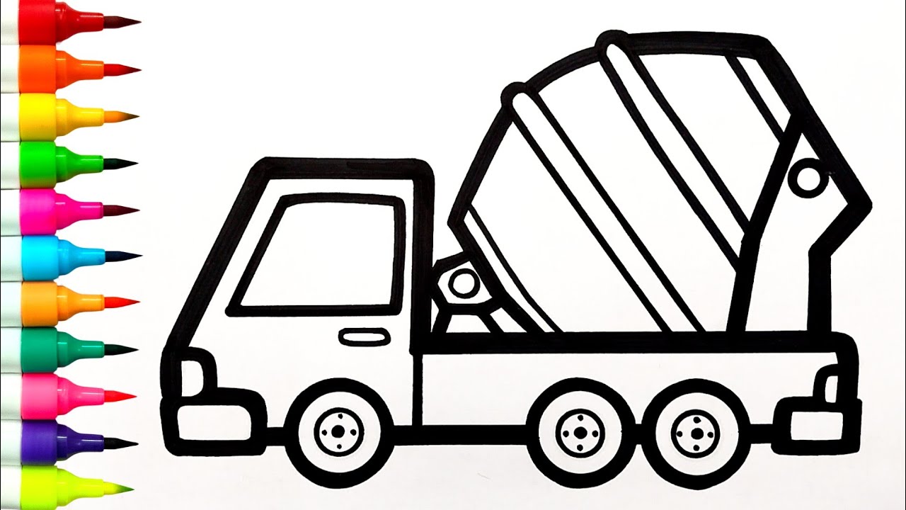 MIXER TRUCK DRAWING || How to draw a Mixer Truck | Vehicle Drawing Step ...