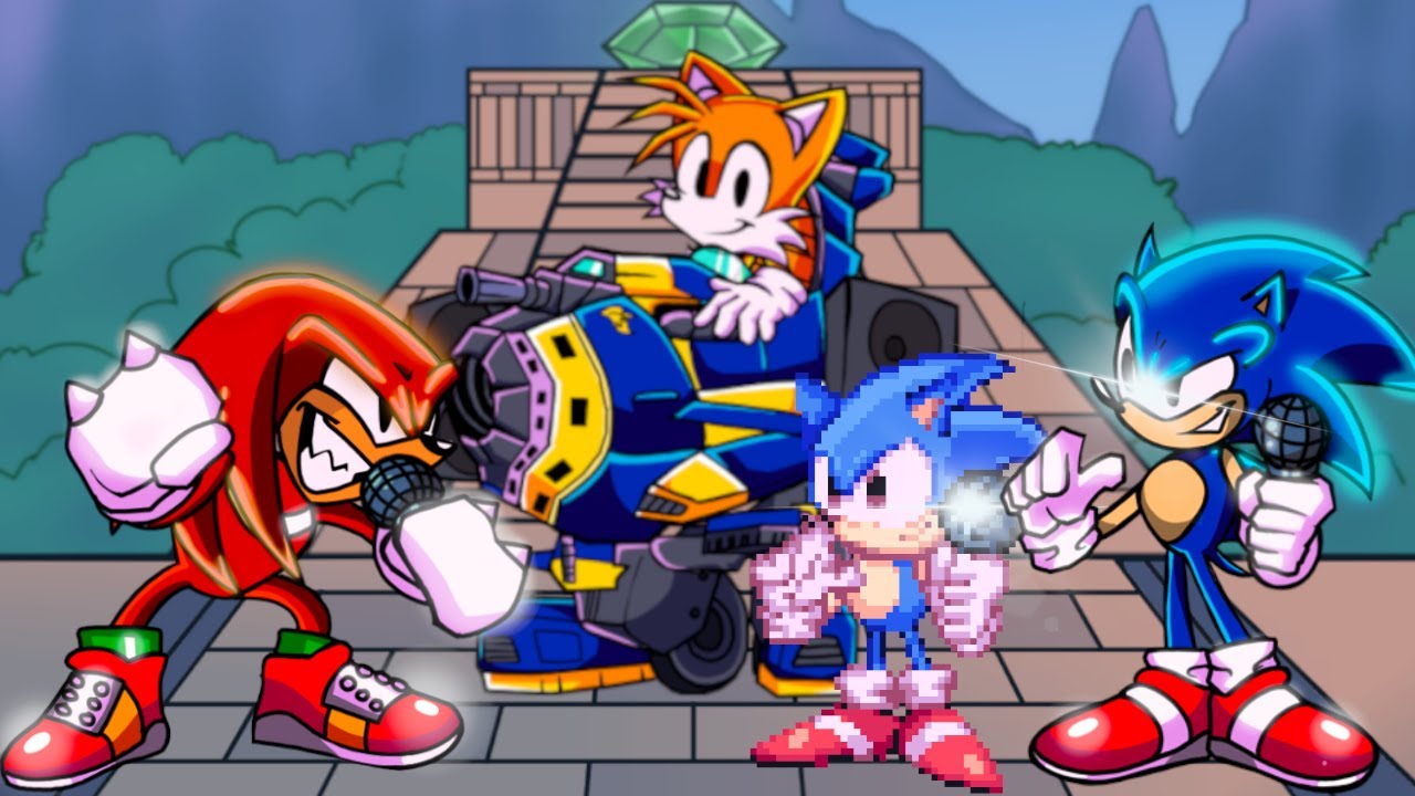 Friday Night Funkin Tails And Sonic & Pixel Sonic VS Knuckles & Senpai ...