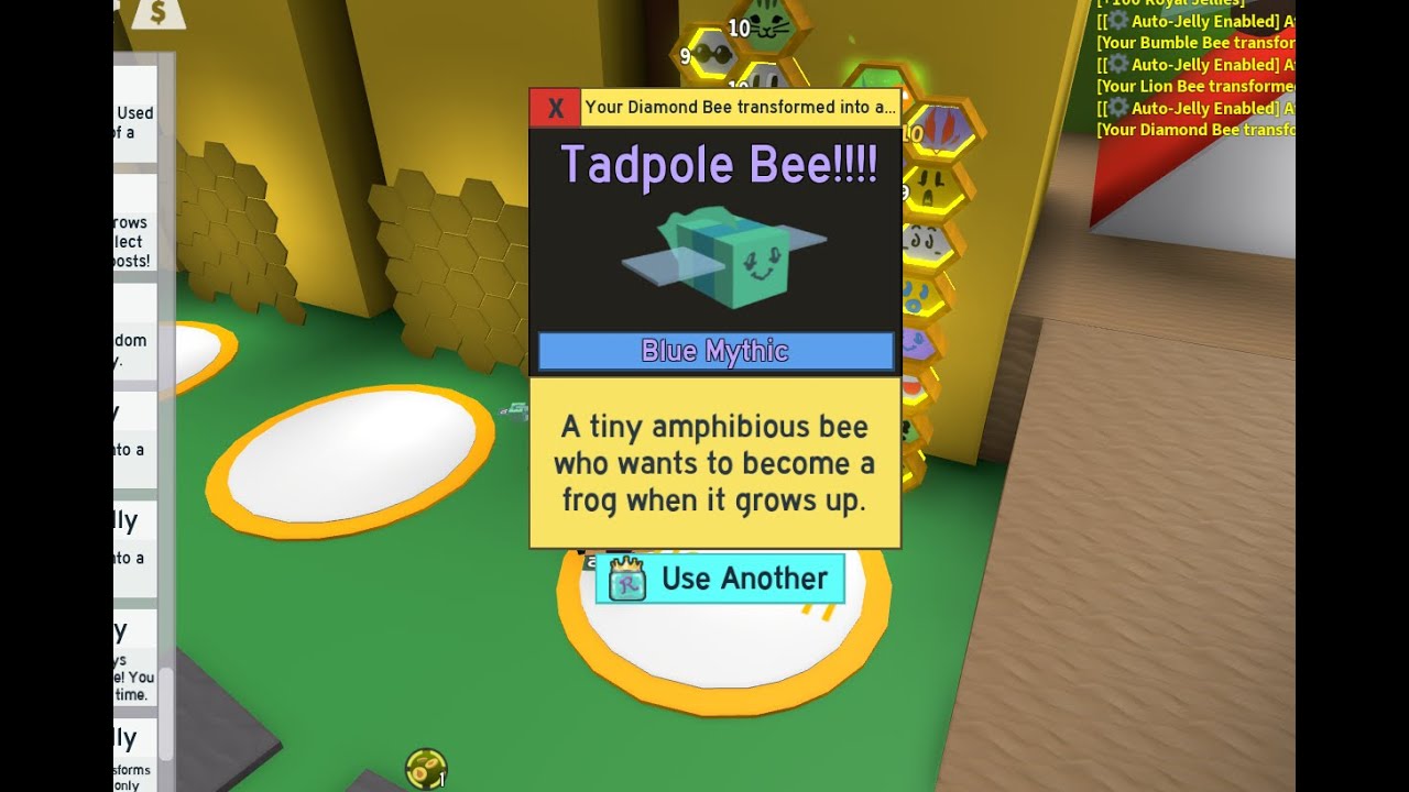 i get a mythic tadpole bee from 200 royal jellies !!!! watch till the ...