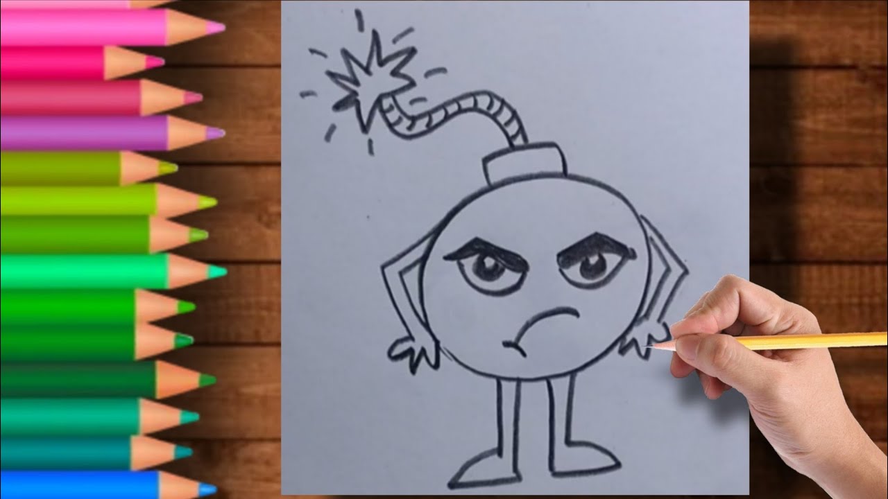 "How to Draw an Adorable Cartoon Bomb: Step-by-Step Tutorial for ...