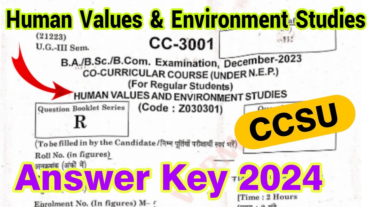 human values and environmental studies | ba bsc bcom 3rd semester ccsu ...