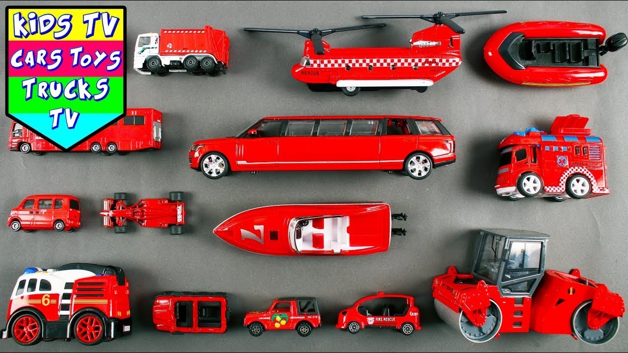 Learn Vehicles Names with Red Color Toys For kids - YouTube