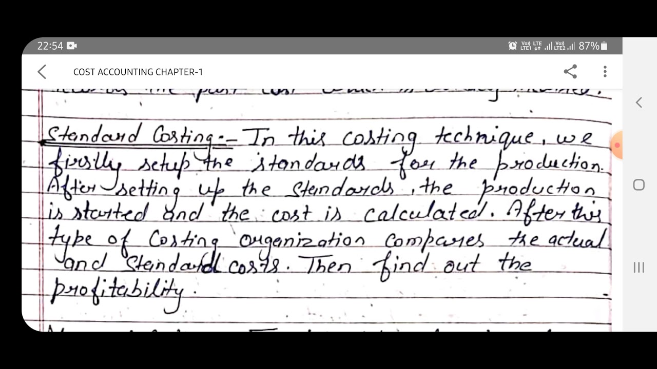 COST ACCOUNTING|TECHNIQUES OF COSTING|CHAPTER-1|PART-9|HANDWRITTEN ...
