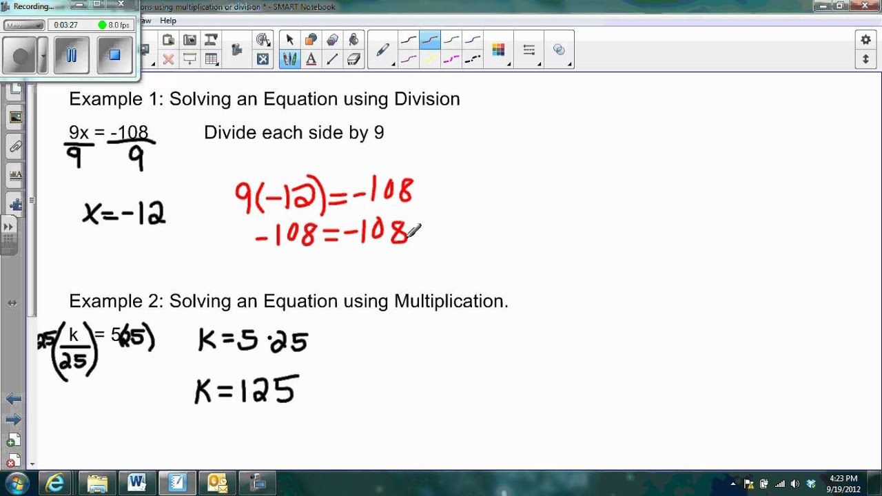 2 6 video lesson solving equations using multiplication or division - YouTube