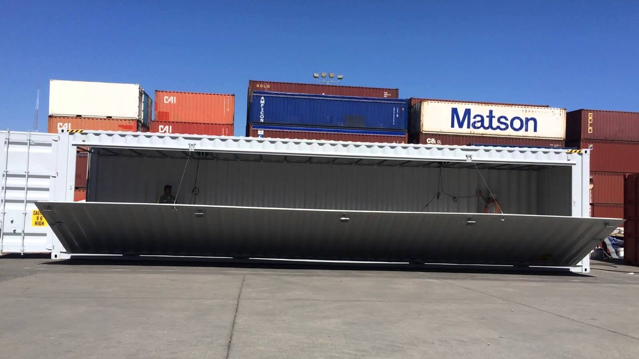 40' Shipping Container Side Wall Closing - YouTube