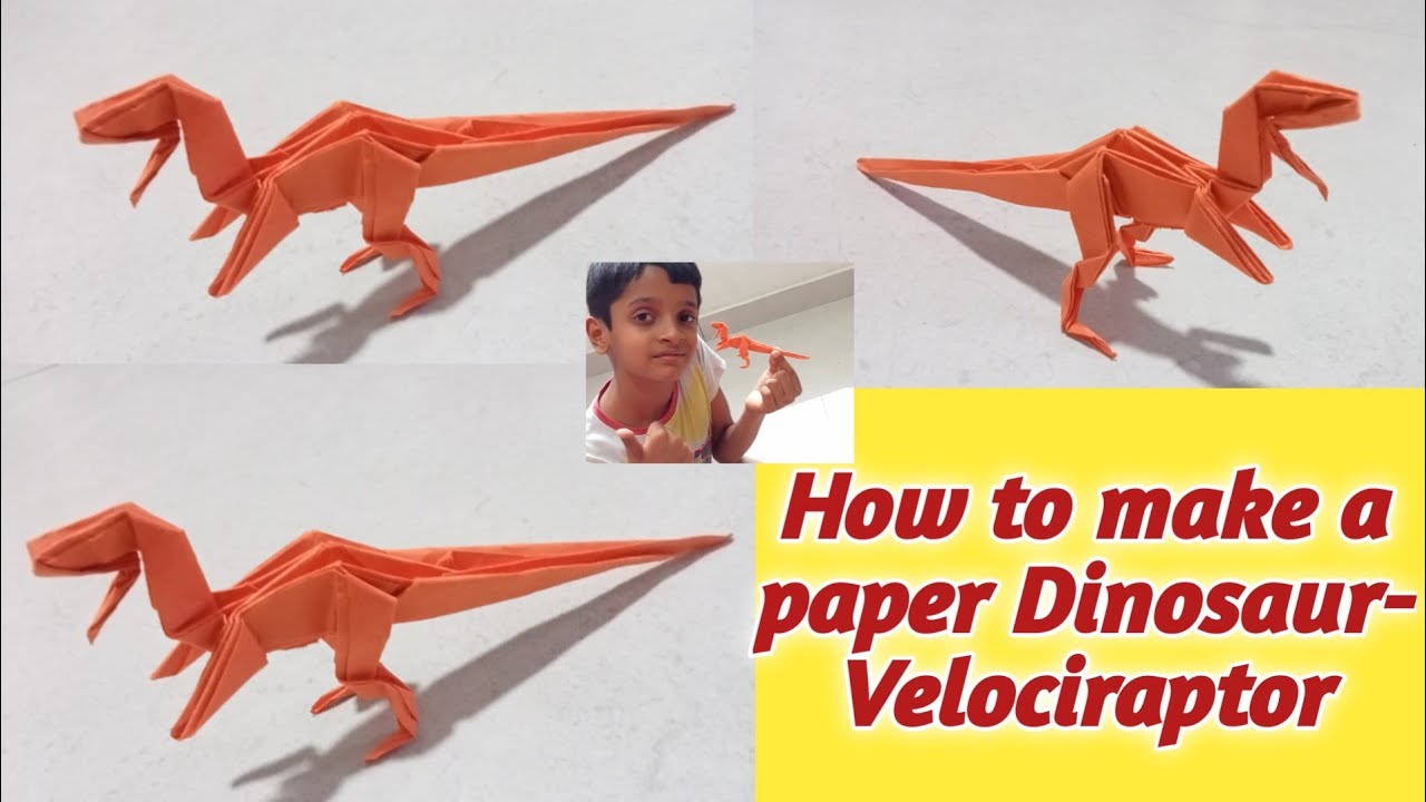 How to make a paper Dinosaur-Velociraptor/an origami paper Dinosaur ...