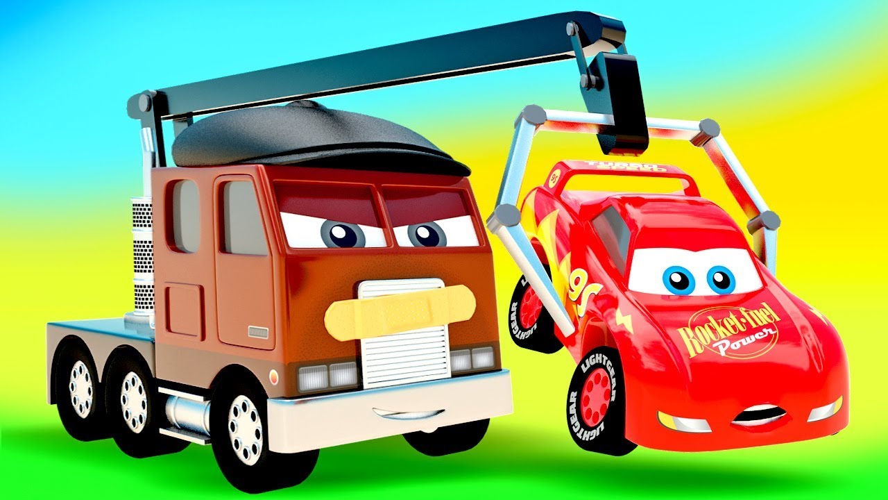 Little Cars Stories Color Track in Cars City. New Truck with Crane ...